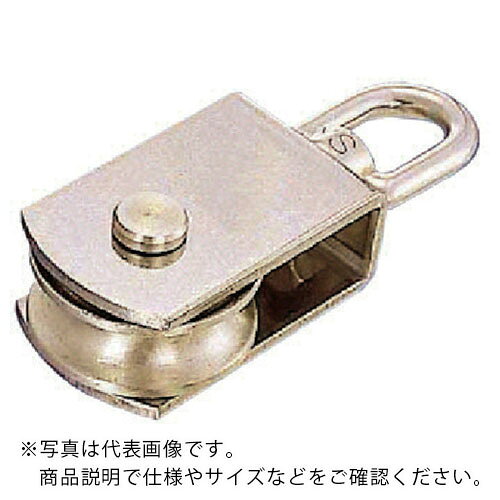 特長：アイの部分がスイベルになっているので、よじれません。用途：ロープを通し、荷物等の吊り上げや引っ張り作業に。仕様：使用荷重(kN)：9.31L(mm)：211車数(個)：1車溝幅(mm)：20H(mm)：33.5使用ロープ径(mm)：1...