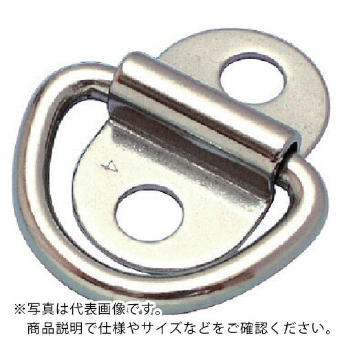 特長：使わない時はリングが倒れてじゃまにならず、使用時はリングにロープ・ワイヤ・チェーンなどを通すことができます。用途：テントロープの端末処理、懸垂幕などの細物ワイヤ・ロープなどの受け金具として。仕様：使用荷重(kN)：0.05A(mm)：...