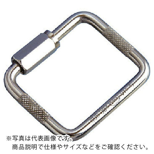 特長：ナットを回すだけで簡単に開閉出来ます。直線部分に幅のあるベルトを接続出来ます。用途：ゴムや繊維等のベルト状の平たい物との連結金具として、また端末の金具のジョイントに。仕様：使用荷重(kN)：0.49D(mm)：6L(mm)：49S(m...