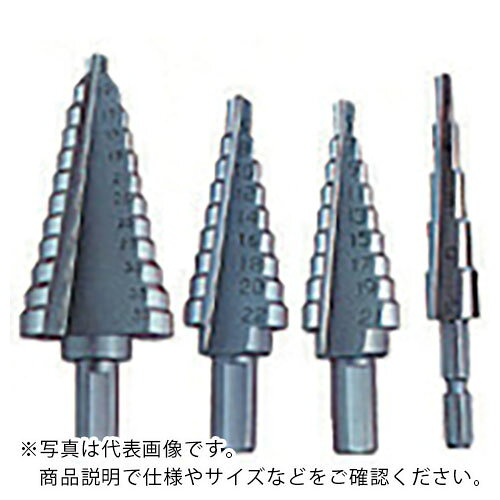 特長：1本でいろいろなサイズの穴あけができます。本体材質はHSCO鋼(コバルトハイス)を採用し、耐磨耗性・耐熱性に優れています。仕様：段幅(mm)：5段数(段)：9シャンク径(mm)：10穴あけ寸法(φ)：5、7、9、11、13、15、17...