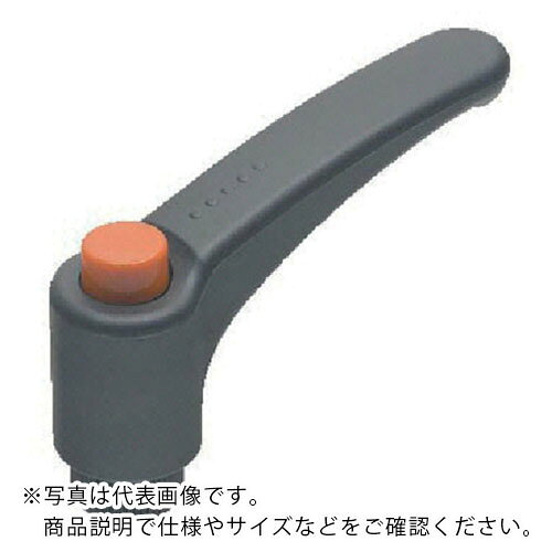 特長：レバー部全体の曲線デザインが快適な握り感を与えます。本体下部にローレットが施してありますので、初期の締付け操作が楽にできます。仕様：エルゴアジャストクランプレバー材質／仕上：レバー：ポリアミド(ガラス繊維強化) つや消しブラックボス部...