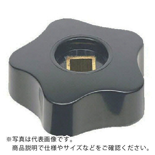 特長：角シャフトに差し込んで使用するノブです。仕様：外径(mm)：40ノブ高さ(mm)：17貫通角穴径(mm)：6貫通角穴長さ(mm)：10材質／仕上：ノブ：ポリアミド(ガラス繊維強化) つや消しブラックインサート：黄銅(C3604B)注意...