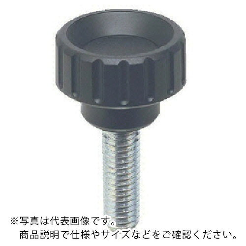 特長：外周のくぼみが操作性を向上させます。インサートにSUSを用いた完全防錆品で食品機械、衛生機器に最適です。仕様：外径(mm)：25ノブ高さ(mm)：19ねじ径：M6×1.0ねじ長さ(mm)：16材質／仕上：ノブ：ポリアミド つや消しブラ...