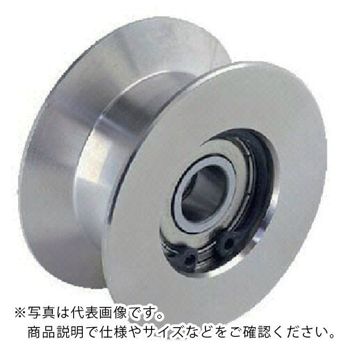 特長：各種スライド扉や搬送用のローラーに最適です。重荷重仕様です。レールは市販のミガキ六角鋼がご利用できます。仕様：ガイドローラーV型材質／仕上：本体：S45C 無電解ニッケルメッキベアリング：スチール止め輪：スチール注意：北海道・沖縄運賃...