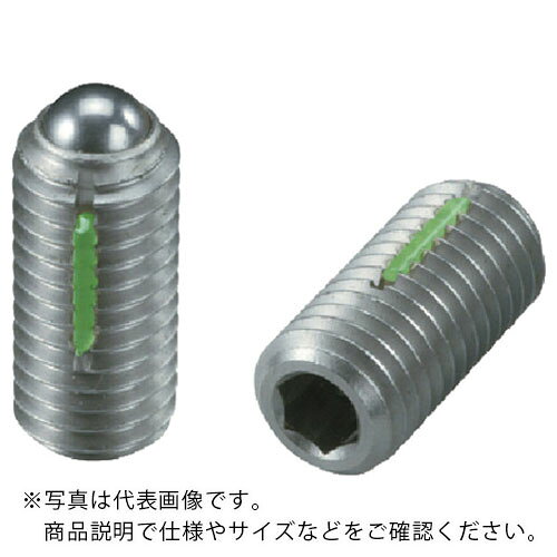 特長：ネジ部本体にスプリングを内蔵し、押し圧によってボールをストロークし位置決めします。ロングロックが緩み防止になります。仕様：荷重(N)：9.0〜13.0ストローク(mm)：1.0ボール径(mm)：3.5ねじ径：M6×1.00本体長さ(m...