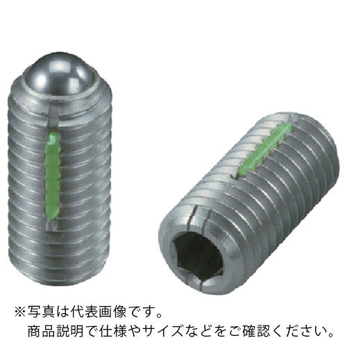 特長：ネジ部本体にスプリングを内蔵し、押し圧によってボールをストロークし位置決めします。ロングロックが緩み防止になります。仕様：荷重(N)：66.0〜100.0ストローク(mm)：2.0ボール径(mm)：6.0本体長さ(mm)：23ねじ径：...
