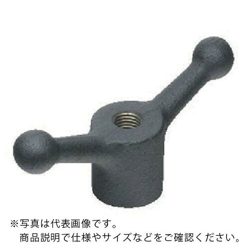 特長：2本の握り部によりスピーディーな操作が可能です。仕様：ハンドル径(mm)：152握り高さ(mm)：75ボス径(mm)：45ボス深さ(mm)：49色：ブラックねじ寸法(mm):M20×2.5メネジタイプ材質／仕上：FCD450（粉体焼付...