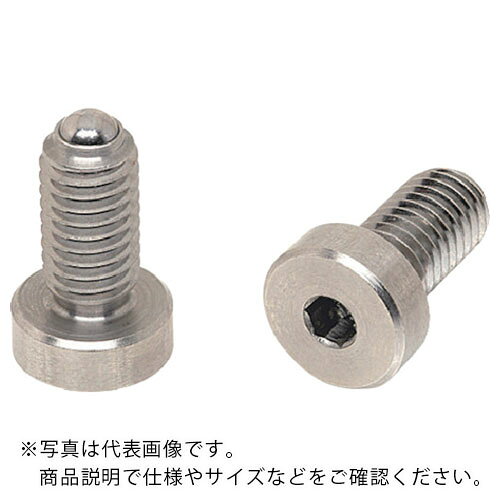 特長：ネジ部本体にスプリングを内蔵し、押し圧によってボールをストロークし位置決めします。仕様：荷重(N)：15.0〜30.0ストローク(mm)：1.5ボール径(mm)：5.0本体長さ(mm)：21ねじ径：M8×1.25材質／仕上：本体：SU...