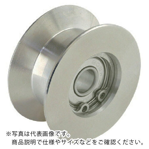特長：各種スライド扉や搬送用のローラーに最適です。重荷重仕様です。レールは市販のミガキ六角鋼がご利用できます。仕様：ガイドローラーV型材質／仕上：本体：SUS303ベアリング：SUS440C止め輪：SUS304注意：北海道・沖縄運賃1500...