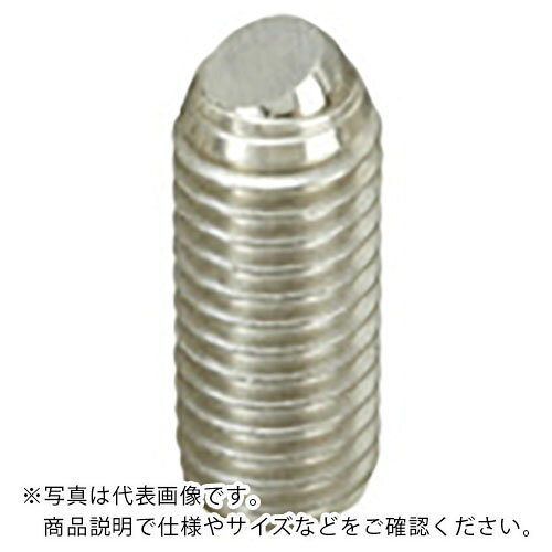 特長：面で受けますので、ワークが軟質な場合や、締め付け力が掛かる場合、角度がある場合等にご使用になれます。仕様：全長(mm)：10ボール径(mm)：4六角穴径(mm)：3ストローク(mm)：0.5ねじ径：M6×1材質／仕上：本体：SUS30...
