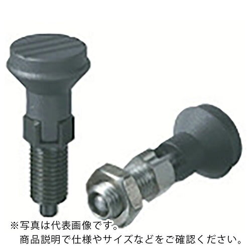特長：ノブの操作でノーズがストロークし、位置決めします。ノブを引いた状態で90゜回転するとノーズが引っ込んだ状態でロック(固定)できます。仕様：インデックスプランジャー材質／仕上：本体：SUS303ノブ：ポリアミド つや消しブラックコイルバ...