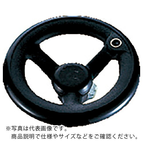 特長：軸穴・押しねじ穴2ヶ所（軸穴径：10mm）加工品です。ボスは鋼製インサートを使用しています。仕様：スポーク数：3ハンドル径(mm)：100ボス径(mm)：27ボス深さ(mm)：27ハンドル　丸リム型エンプラハンドル車(加工付)材質／仕...