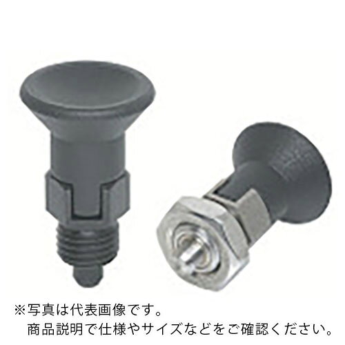 特長：ノブの操作でノーズがストロークし、位置決めします。ノブを引いた状態で90゜回転するとノーズが引っ込んだ状態でロック(固定)できます。ネジ部に逃げ加工を施してあります。仕様：インデックスプランジャー材質／仕上：本体：SUM22L 黒染め...