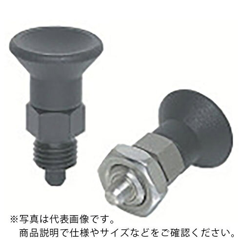 特長：ノブの操作でノーズがストロークし、位置決めします。ネジ部に逃げ加工を施してあります。仕様：インデックスプランジャー材質／仕上：本体：SUM22L 黒染めノブ：ポリアミド つや消しブラックコイルバネ：SUS302WPAノーズ：SUM22...