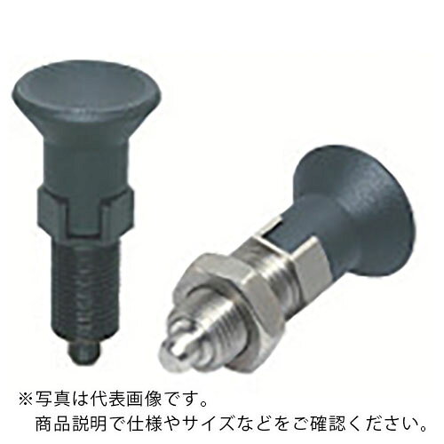 特長：ノブの操作でノーズがストロークし、位置決めします。ノブを引いた状態で90゜回転するとノーズが引っ込んだ状態でロック(固定)できます。仕様：インデックスプランジャー材質／仕上：本体：SUM22L 黒染めノブ：ポリアミド つや消しブラック...