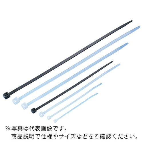 特長：ナイロン製品より、耐薬品性に優れたポリプロピレン製です。酸などの耐薬品性に優れており、耐水性や絶縁性にも優れています。仕様：色：ナチュラル幅(mm)：4.8長さ(mm)：251厚さ(mm)：1.5最大結束径(mm)：65引張強度(N)...