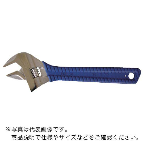 特長：軽く、薄く、大きな口開きです。手に優しい天然ゴムグリップです。用途：狭い箇所でのナットの締め付け等仕様：全長(mm)：300最大口開き(mm)：46色：ブルー先端厚さ(mm)：12.5材質／仕上：クロームモリブデン鋼　●代表画像につい...