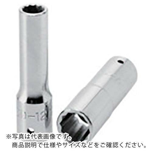 特長：通常のソケットより全長長いので、奥深い箇所でも使用できます。用途：六角ボルト・ナットの締結作業。仕様：対辺寸法(mm)：22差込角(mm)：12.7全長(mm)：80JIS表示認定工場製材質／仕上：材質:クロムバナジウム鋼表面処理:ニ...