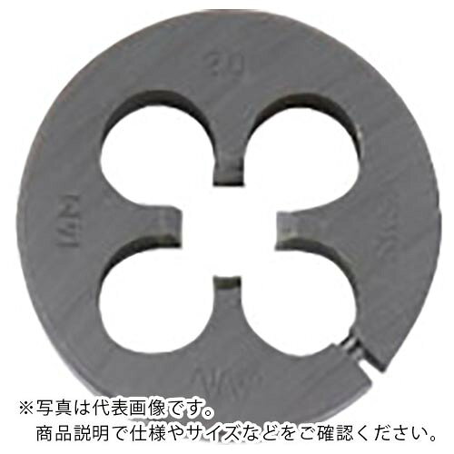 特長：切り屑を逃がす穴を持った雌ネジ形の工具です。調整ねじ付きです。用途：加工ねじ:メートルねじ雄ねじ加工用。被削材:低炭素鋼仕様：呼び寸法：M4ピッチ(mm)：0.7外径(mm)：38.0厚さ(mm)：13加工ねじ：メートルねじ外径：38...