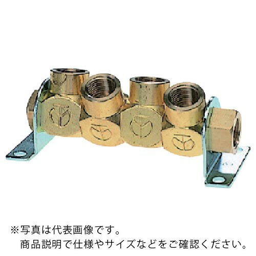 特長：一箇所の配管口より複数の配管口が取り出せます。取り出し口は方向を自由に変える事が出来、固定も出来ます。用途：各種エア配管回路分岐仕様：分岐数：4接続ねじ部：Rc1/4、Rc1/8チヨダ　フリージョイント2　4WAY　R1／8材質／仕上...