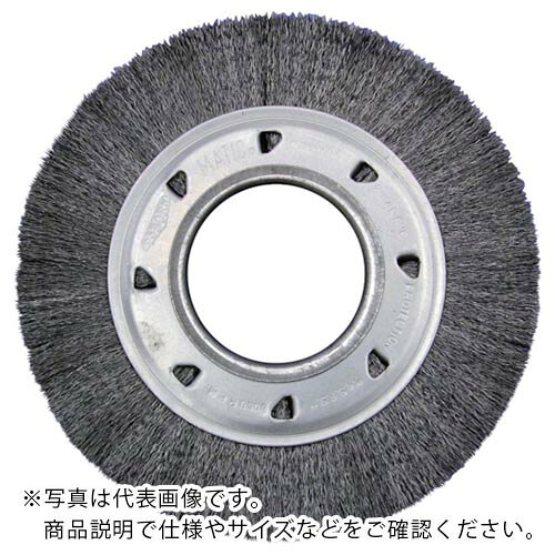 特長：独自開発のハイカーボンスチールワイヤーにより長寿命で安全性、研削性に優れています。クリンプト（波線）ワイヤーを使用したホイールブラシです。用途：バリ取り、サビ落し、ペンキ除去、皮膜除去。仕様：外径(mm)：200線径(mm)：0.30...