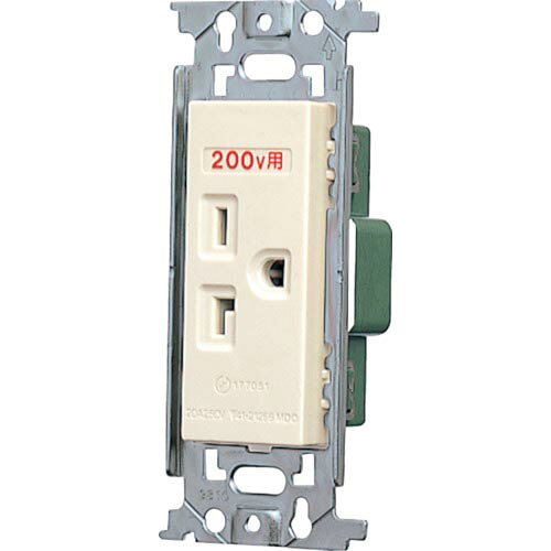 特長：フルカラー15A・20A兼用埋込接地コンセント（250V）です。仕様：定格：20A250Vコンセント数：1幅(mm)：48長さ(mm)：110厚さ(mm)：29色：グリーン絶縁抵抗：100MΩ送り端子なしフルカラー3コ用プレート適合コ...