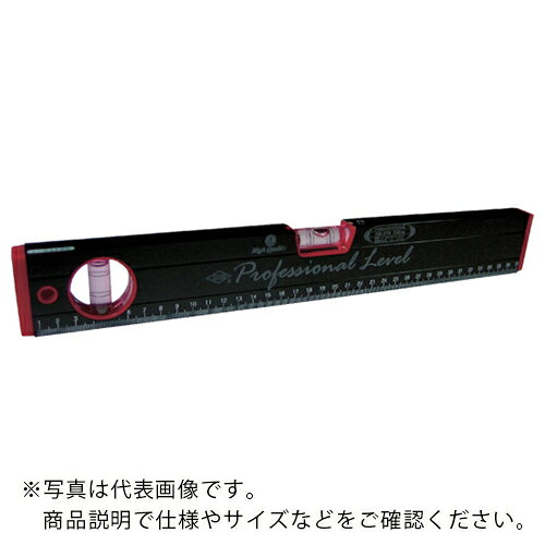 特長：レンズ効果で大きく見えるカマボコ型気泡管を搭載しています。ロングセラーL-270アルミレベルの赤×黒バージョンです。精度補正機構付です。調整方法：水平・垂直精度はそれぞれトルクスドライバーT10番で調整してください。用途：大工工事、機...