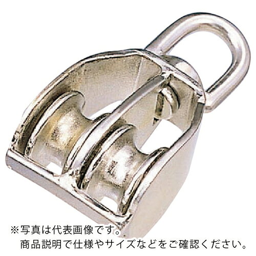 特長：アイの部分がスイベルになっているので、よじれません。用途：ロープを通し、荷物等の吊り上げや、引っ張り作業に。仕様：車径(mm)：38車数：2車溝幅(mm)：12L2(mm)：19A(mm)：42B(mm)：51C(mm)：15D(mm...