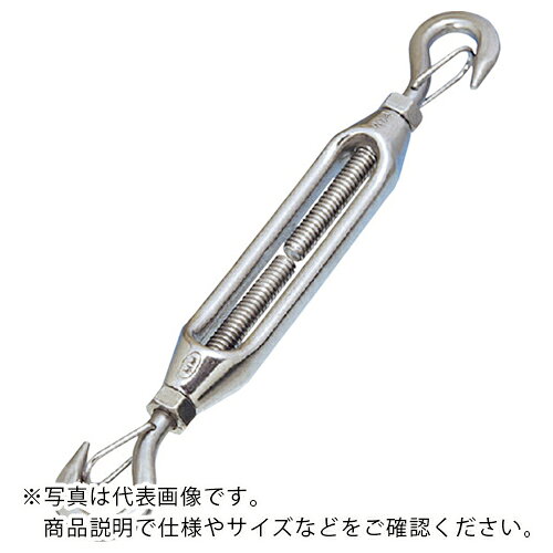 特長：枠を回転させると、ゆるめたり、締めたりすることができます。用途：ワイヤロープの張り具合の調節に。仕様：ねじ径：W-5/16L(mm)：120A(mm)：65W(mm)：21B(mm)：105L1(mm)：210L2(mm)：280R(...