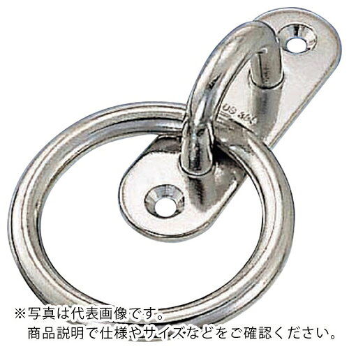 特長：設置幅の狭い面でも取付可能です。丸カンが付いているので、太いロープ等を通すのが容易です。用途：壁面・床面・柱等に設置し、チェーン・ワイヤ・ロープの端末金具として。仕様：使用荷重(kN)：0.07D(mm)：4L(mm)：30H(mm)...