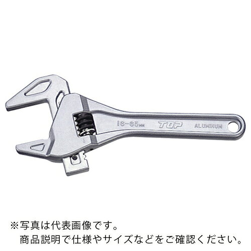 特長：メッキ付ナットを傷つけずに作業できます。用途：六角ボルト・ナットの組付けまたはその取り外しに。仕様：最大口開き(mm)：68全長(mm)：242口深さ(mm)：44口深(mm)：44色：シルバーメタリック使用範囲が広い15°縦型形状材...