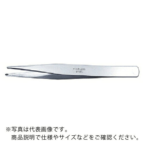 特長：先端に窪みがあるのでビーズなどの球形のものをつかむのに便利です。用途：小さいビーズの保持に。仕様：全長(mm)：122幅(mm)：10.2先端形状：先細型先端幅(mm)：1.5ビース用材質／仕上：ステンレス(SUS430)　●代表画像...