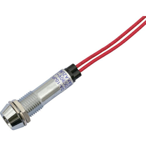 特長：抵抗器内蔵の高輝度LED表示灯です。AC/DC100V用電源にダイレクトに接続できます。長さ200mmのリード線(UL1430 AWG24)付です。用途：電源表示灯用。電源のON、OFF表示灯。仕様：レンズ色：透明発光色：赤定格電圧(...