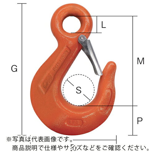 用途：ワイヤロープやチェーンなどの先端金具として。仕様：基本使用荷重(t)：1.5適合チェーン線径(mm)：7.1寸法(mm)D：88.9寸法(mm)G：133.4寸法(mm)L：19.1寸法(mm)M：95.3寸法(mm)P：26.7寸法...