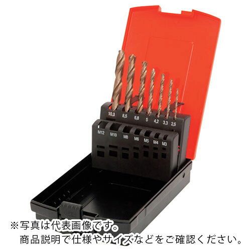 特長：刃先先端部の形状に独自の技術を採用し驚愕の切れ味を実現します。用途：被削材：一般鋼、被削材、軟鋼、鋳鉄、軽合金、樹脂、アルミ。仕様：セット内容(mm)：2.5/3.3/4.2/5.0/6.8/8.5/10.3セット入数(本)：7先端角...