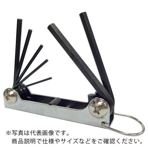 特長：折りたたんでケースに収納出来るので携帯に便利、紛失しません。ケースがハンドルになっているので、強力に締付けられます。ISO・JIS規格を上回るよう、設計・製作されている「プロ向け」の製品です。用途：六角穴付ボルト類の締結用に。仕様：セ...