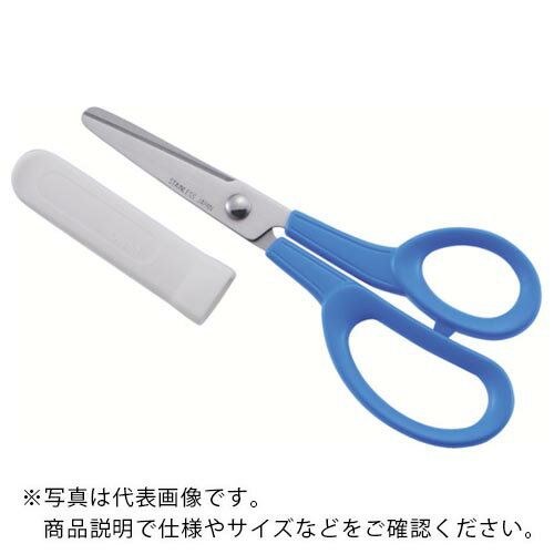 特長：しっかりにぎれてラクラク使える子供用はさみです。用途：携帯用に。仕様：刃長(mm)：45刃厚(mm)：1.6全長(mm)：150色：ブルー先丸加工材質／仕上：刃部:ステンレス刃物鋼ハンドル:ABS樹脂セット内容／付属品：キャップ　●代...