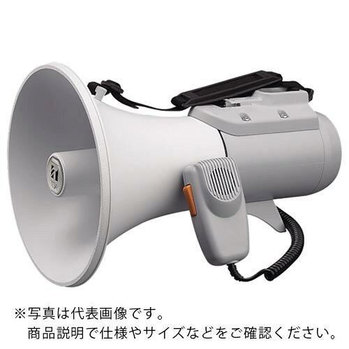 特長：高音質で、聞き取りやすい音質です。主要部分を抗菌処理しています。仕様：内蔵音：なし定格出力(W)：15音声通達距離(m)：約400口径(mm)：210全長(mm)：310電源：単3乾電池×6本または単2乾電池×6本(別売)防水性能：な...