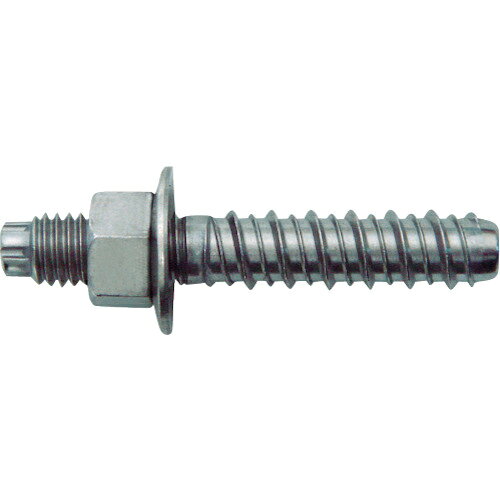 特長：インパクトドライバーで簡単に施工できます。仕様：ねじの呼び：M12全長(mm)：70ねじ長さ(mm)：25取付物厚さ(mm)：1〜7下穴径(mm)：11埋込深さ(mm)：50引張最大荷重(kN)：18箱入適合床材：コンクリート材質／仕...