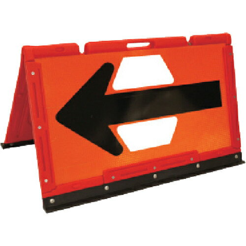 特長：本体がブロー成型なので丈夫です。風抜き穴が付いていて風の影響を受けにくいです。用途：工事現場などに仕様：表示内容：矢印間口(mm)：900奥行(mm)：480高さ(mm)：550色：オレンジ/黒折りたたみ可否：可ブロー成型折りたたみ式...