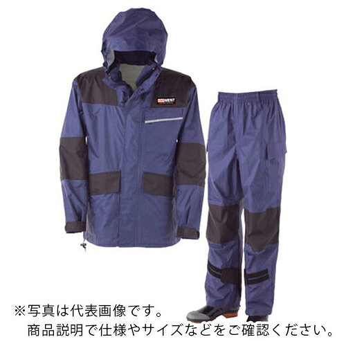 特長：作業時の運動性を考慮した立体裁断を採用しています。肩・肘・膝を耐久性と安全性から高強力素材で、二重に補強するなど細部のディティールまで徹底的にこだわり抜いた仕事に最適なレインウェアです。用途：雨天時の野外作業に。仕様：色：ネイビーサイ...