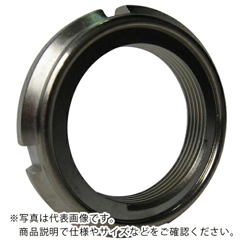 特長：振動によるねじの緩み止めを防止します。ベアリングナットと同じで菊ワッシャーが不要です。用途：ベアリングの締付等に。仕様：ねじ寸法：M85×2外径(mm)：110総幅(mm)：19.2材質／仕上：機械構造用炭素鋼　●代表画像について 商...