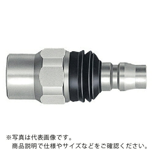 特長：空気工具・機器類のホース接続用首振りプラグです。手元角度が自由自在（屈曲範囲70°）になるので、狭い場所や上向きの作業でも工具類が楽に使用できます。空気工具・機器類のホース接続用首振りプラグ。手元角度が自由自在（屈曲範囲70°）になる...