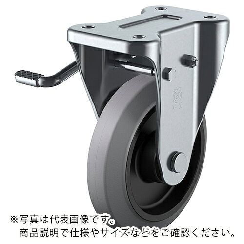特長：標準的な大型キャスターで、重量物の運搬に数多く使用されています。走行性に優れ、床面に走行跡を残しにくいグレーゴム車輪を使用しています。用途：重量物の運搬に。仕様：車輪径D(mm)：150タイプ：固定式(ストッパー付)許容荷重(daN)...