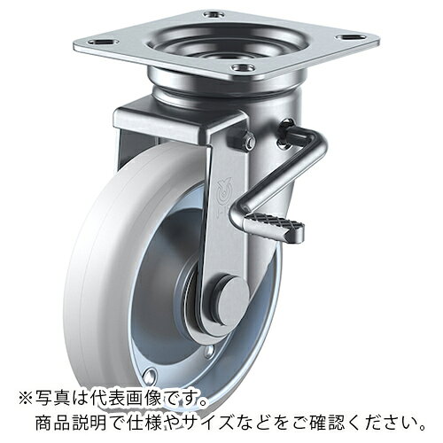 特長：標準的な大型キャスターで、重量物の運搬に数多く使用されています。走行性、耐油性に優れた耐油ゴム車輪を使用しています。用途：重量物の運搬に。仕様：車輪径D(mm)：100許容荷重(daN)：120許容荷重(kgf)：122.4車輪幅(m...