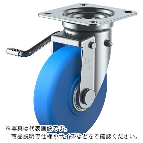 特長：標準的な大型キャスターで、重量物の運搬に数多く使用されています。耐熱性、耐寒性、耐摩耗性に優れたMCナイロン車輪を使用しています。用途：重量物の運搬に。仕様：車輪径D(mm)：130タイプ：自在式(ストッパー付)許容荷重(daN)：1...