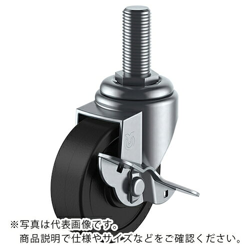 特長：走行性・耐荷重を備えた標準的な小型キャスターです。走行性に優れ、静電気を除去することができる導電性ゴム車輪を使用しています。用途：ラック、ワゴンなどに。仕様：車輪径D(mm)：75許容荷重(daN)：60許容荷重(kgf)：61.2車...
