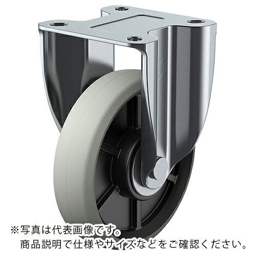 特長：標準的な大型キャスターで、重量物の運搬に数多く使用されています。耐油性、耐摩耗性に優れたウレタン車輪を使用しています。用途：ロールボックスパレット、台車。仕様：車輪径D(mm)：125タイプ：固定式許容荷重(daN)：150許容荷重(...