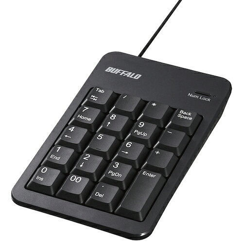 特長：USB2.0ハブ（2ポート）搭載のテンキーボード Excelに最適な「Tabキー」と「00キー」を搭載 本体を滑りにくくする幅広ラバーフットを搭載 デスクトップパソコンと同じキーピッチ19mm採用 NumLock問題を解決 パソコンに...