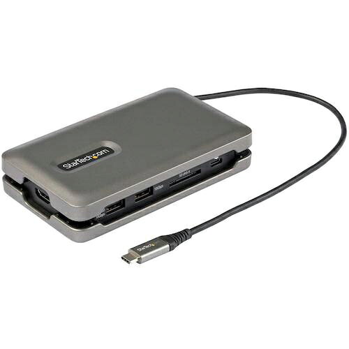 特長：USB-Cノートパソコンの接続機能を拡張します。携帯用のドッキングステーションとして便利です。USBバスパワーまたはUSB-C外付け電源で動作します。ポートやコネクターへの負担を軽減する長尺25cmのホストケーブルがついています。主要...